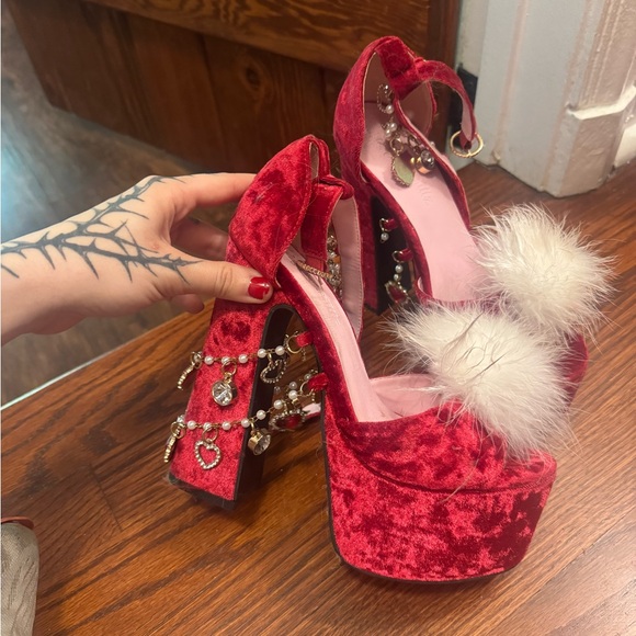 Sugar Thrillz | Shoes | Elegant Red Velvet Sugar Thrillz Platform Heels ...